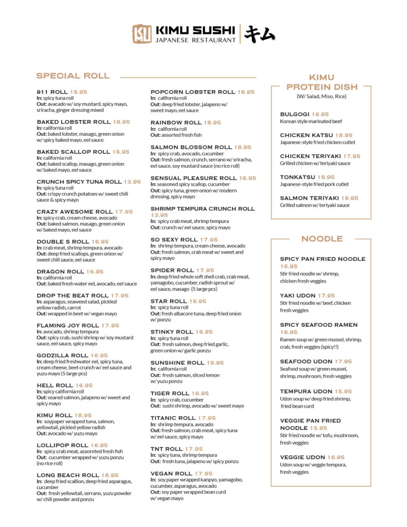 Kimu Menu – Kimu Sushi Long Beach